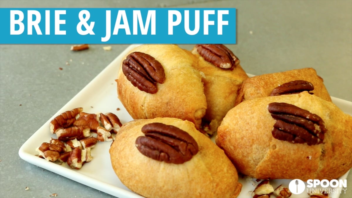 Bite-Sized Baked Brie and Jam Puffs