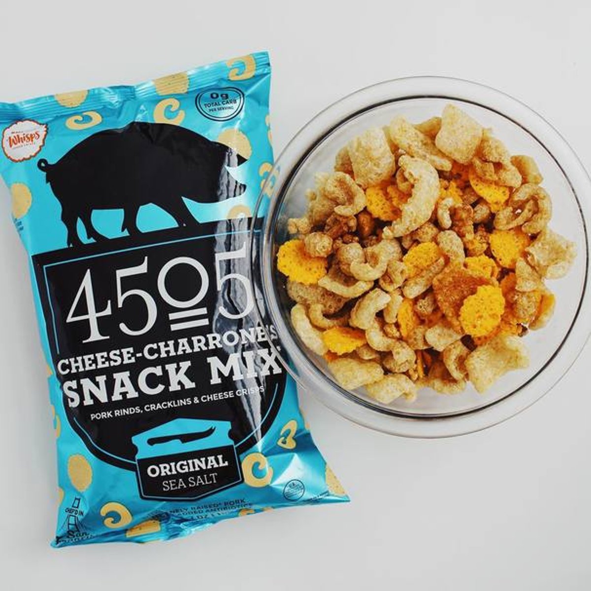 Whisps And 4505 Meats Release New Cheese-Charrones Snack Mix
